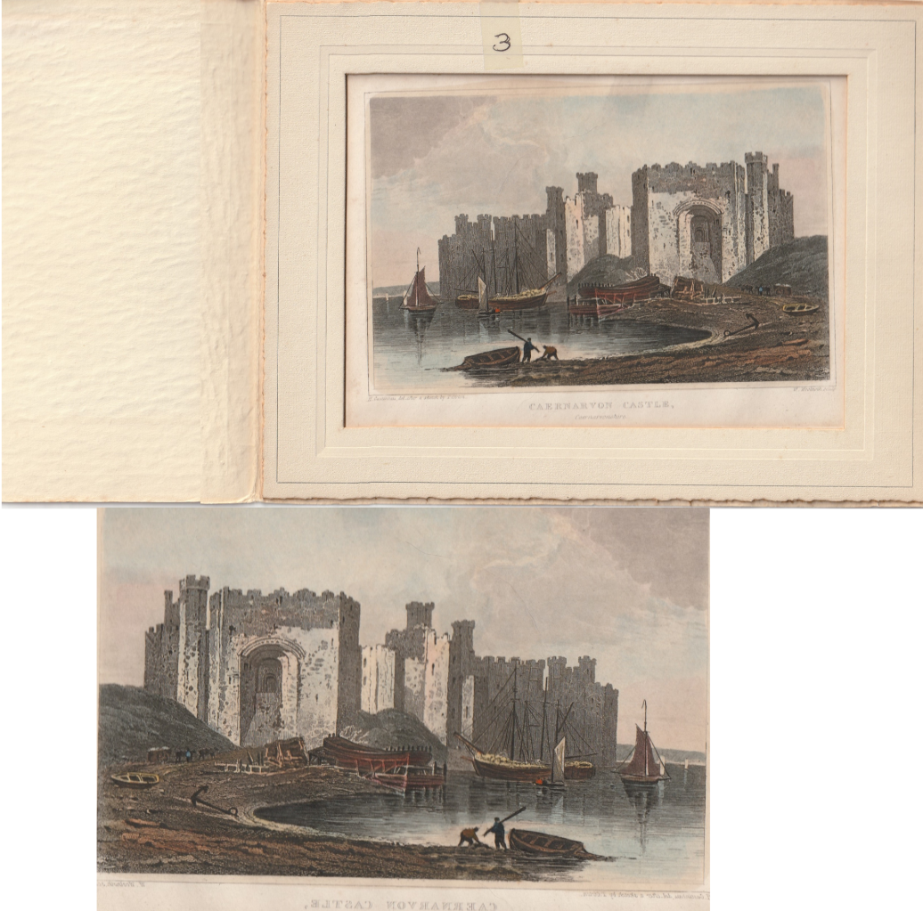 1700s Early 1800s Color Lithograph (s) Wales Castle Scene (s) w ...