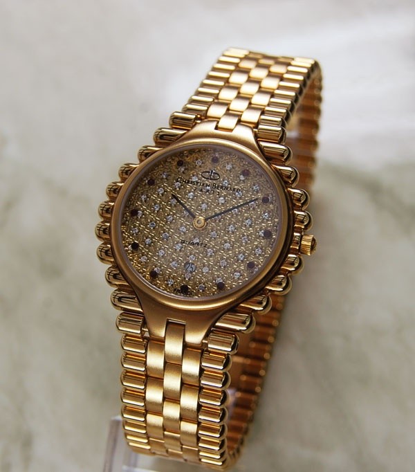 AUTHENTIC SWISS LADIES CHRISTIAN BERNARD 18K GOLD-PLATED DRESS WATCH, c ...