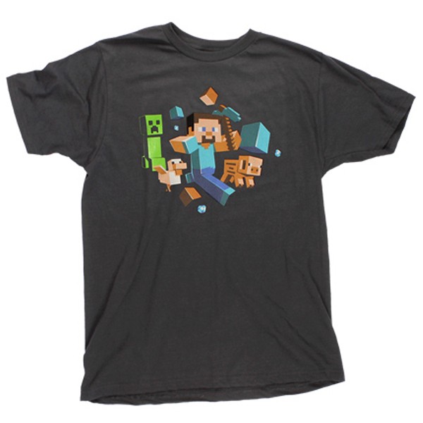 Minecraft T-Shirt - Run Away Glow In The Dark - Officially Licenced ...