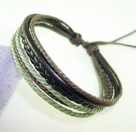 COOL Surfer Multi Hemp Leather Bracelet Wristband Handmade Adjustable ...