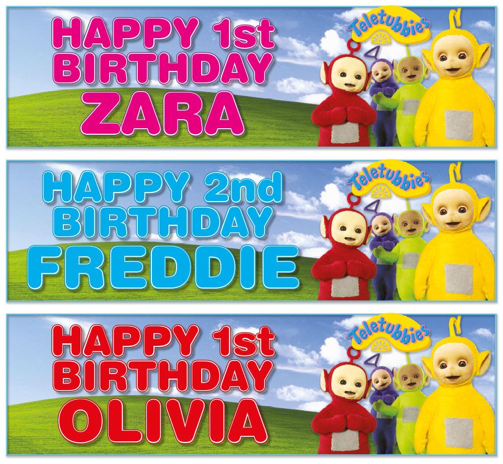 2 PERSONALISED 36" x 11" TELETUBBIES BIRTHDAY BANNERS | eBay