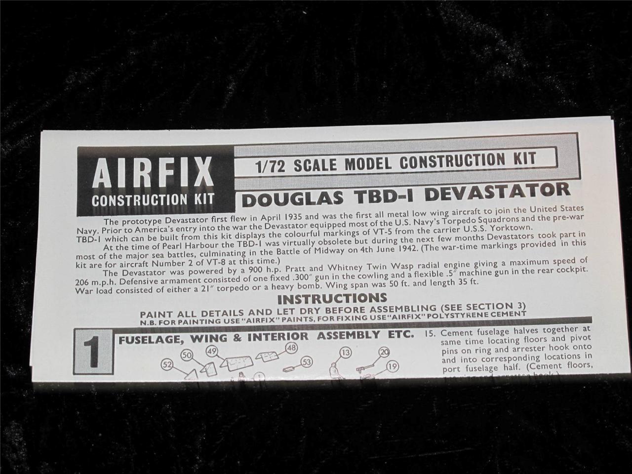 COLLECTABLE AIRFIX MODEL KIT INSTRUCTION SHEETS Type 3 Red Stripe ...