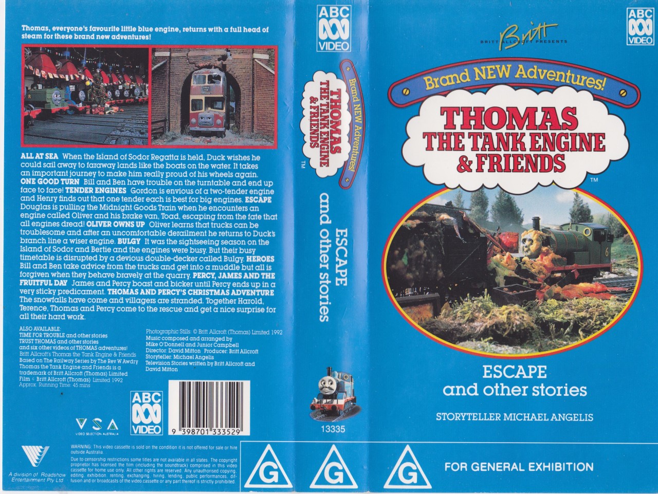 THOMAS THE TANK ENGINE ESCAPE VHS VIDEO PAL~ A RARE FIND | eBay