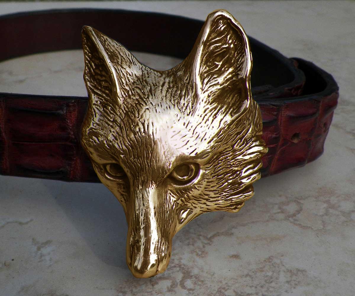 Cavalli Del Mar Large Designer Bronze Fox Head Belt Buckle Heavy and ...