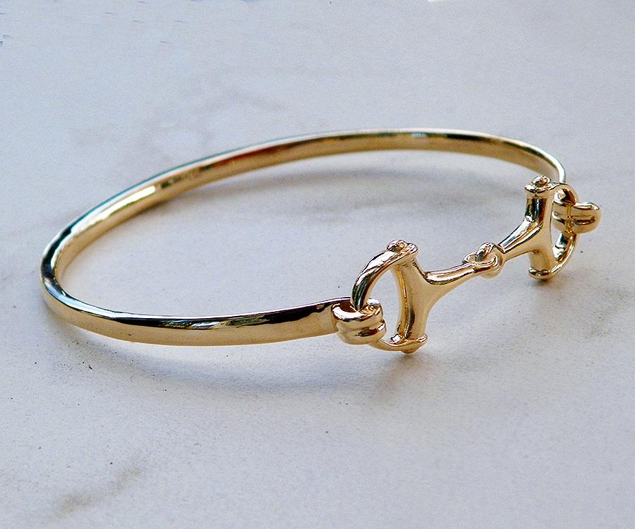 Beautiful Solid 14K Gold Small Women And Men's Horse Snaffle Bit Bangle ...