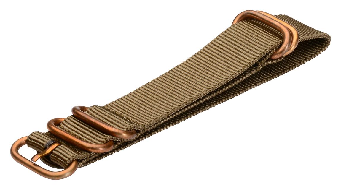 HEAVY NATO Bronze Rose Yellow Gold 3&5 Ring BALLISTIC NYLON Watch Strap ...