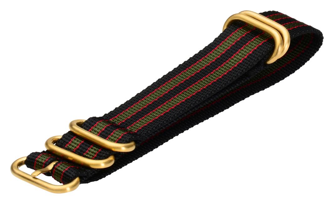 HEAVY NATO Bronze Rose Yellow Gold 3&5 Ring BALLISTIC NYLON Watch Strap ...