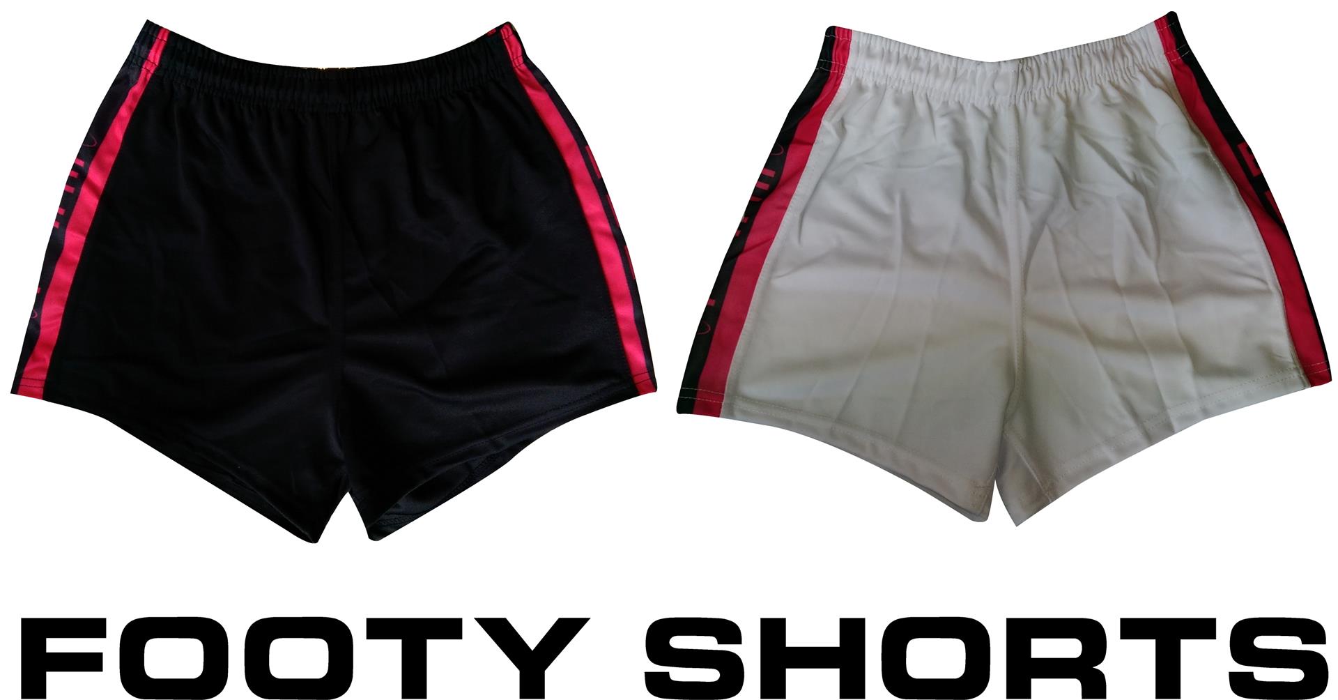 NEW Black & Red Football Footy Shorts Kids Adults FREE 2nd pair ...