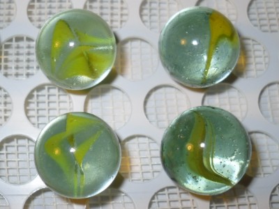8 Marble Cats Eye Aqua Blue Glass Yellow swirl Plainsies Toothpaste Toy ...