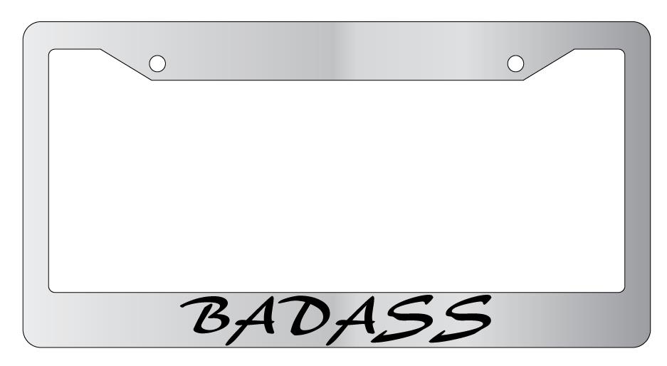 Badass (Cursive) Chrome METAL License Plate Frame Auto Accessory | eBay