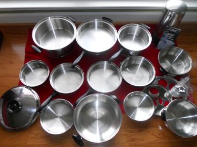 TOWNECRAFT CHEFS WARE WATERLESS STAINLESS COOKWARE SET PAN POT SKILLET ...