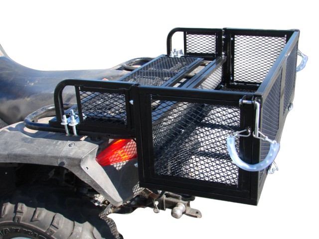 Rear ATV Storage Rack Drop Down Basket Steel Cargo Carrier With Tail ...