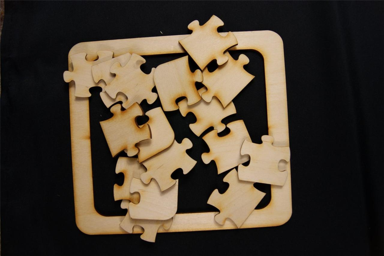 1 set of WOODEN Plain Puzzle Jigsaw Unpainted Shape Tags Blank ...