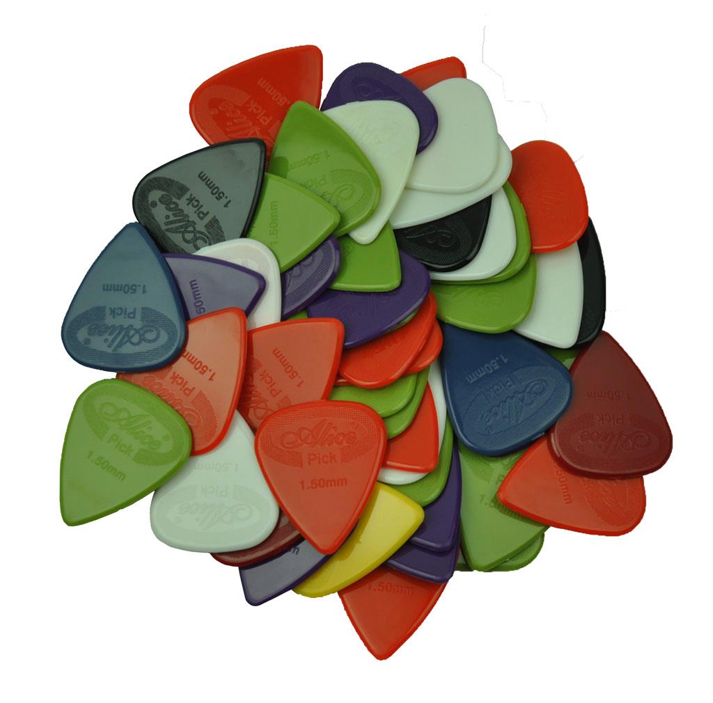 100pcs 0.58-1.5mm Glossy Anti-Skid Nylon Guitar Picks Plectrums Bass ...