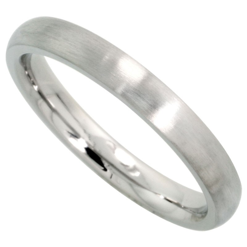 Stainless Steel Band Satin Brushed Silver Finish Ring | eBay