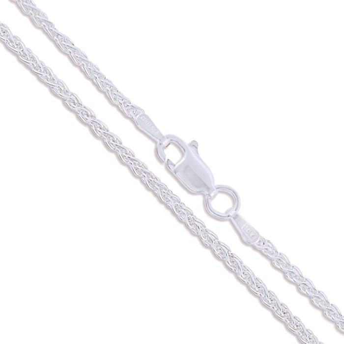 18" Sterling Silver Spiga Necklace Wheat Rope Chain Pure 925 Italy New ...