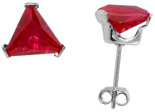 Sterling Silver CZ Stud Earrings 7mm Triangle Cut | eBay