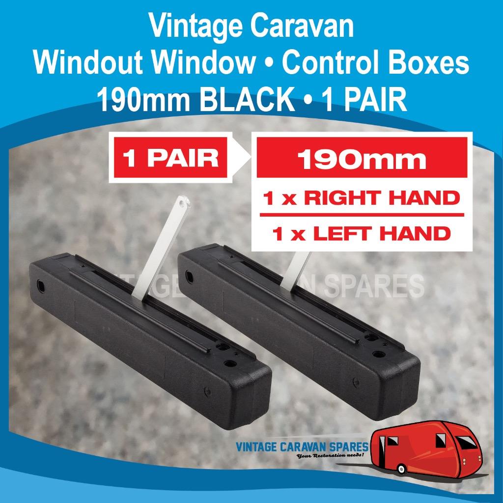 Caravan WIND OUT WINDOW CONTROL BOX 190mm ( 1 Pair BLACK ) CAMEC W0150 ...