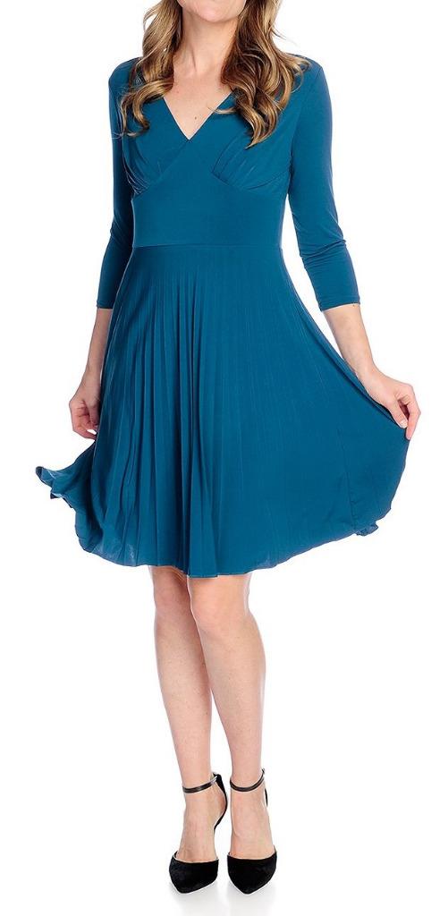 NEW The Countess Collection Knit 3/4 Sleeved Pleated Dress - SZ. M or ...