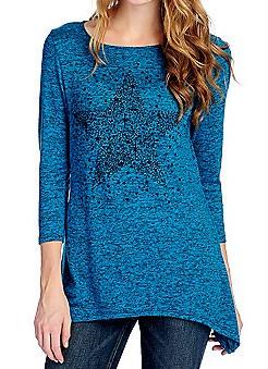 NEW Glitterscape® Sweater Knit 3/4 Sleeve Caviar Beaded Sharkbite Top ...