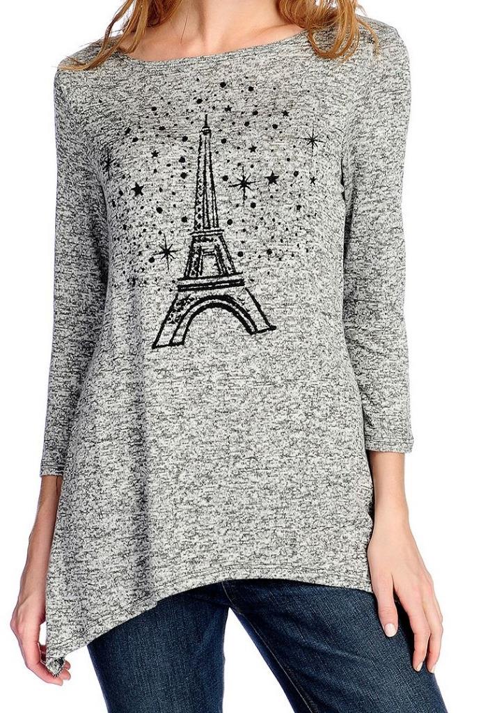 NEW Glitterscape® Sweater Knit 3/4 Sleeve Caviar Beaded Sharkbite Top ...