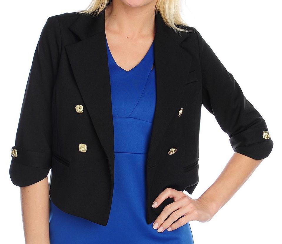 NEW - The Countess Collection Ponte Knit 3/4 Sleeved Cropped Jacket - S ...