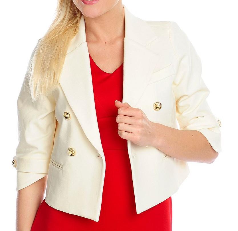 NEW - The Countess Collection Ponte Knit 3/4 Sleeved Cropped Jacket - S ...