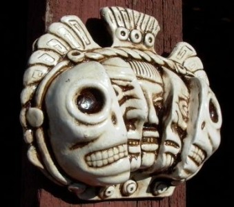 AZTEC mayan mask of Death Rebirth Mexican folk art