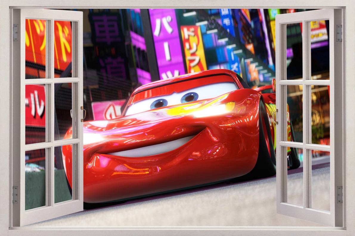 Lightning McQueen 3D Window View Decal Wall Sticker Decor Art Cars ...