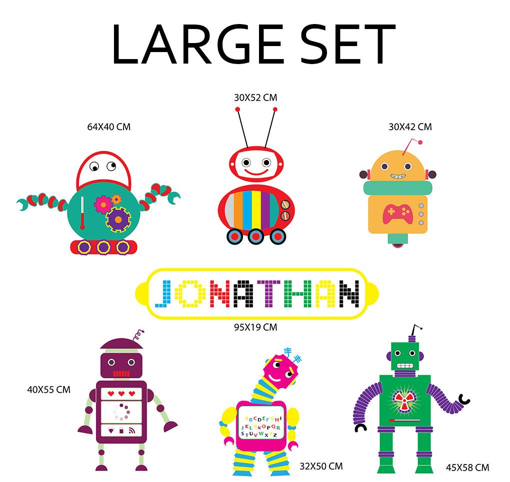Robots PERSONALIZED Custom NAME Decal WALL STICKER Decor Art Mural ...