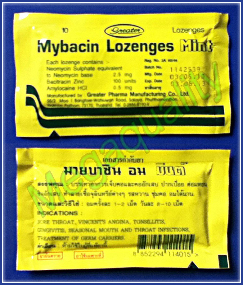1 x MYBACIN LOZENGES MINT FAST RELIEF SORE THROAT 10 LOZENGE | eBay