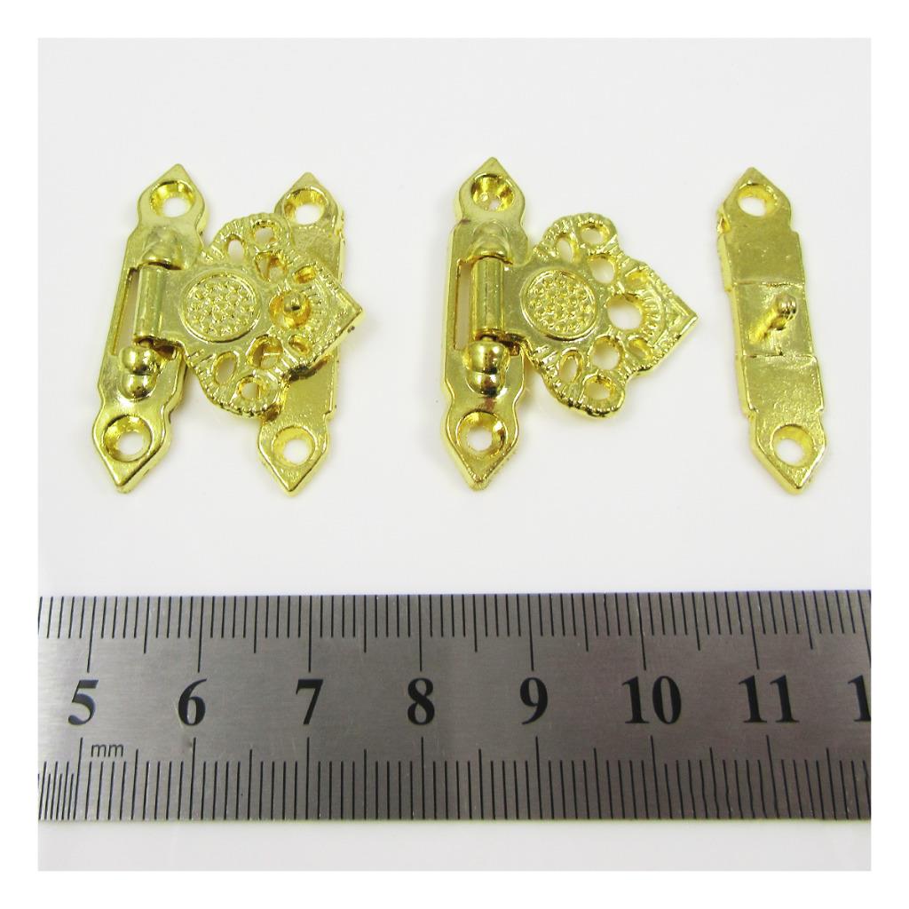 2 GOLD PLATED DECORATIVE JEWELLERY BOX LATCHES TRINKET CIGAR BOX CHEST ...