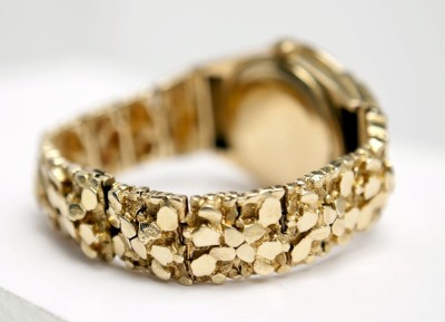 Rolex Mens President Diamond Bezel 18K Gold Nugget Band | eBay