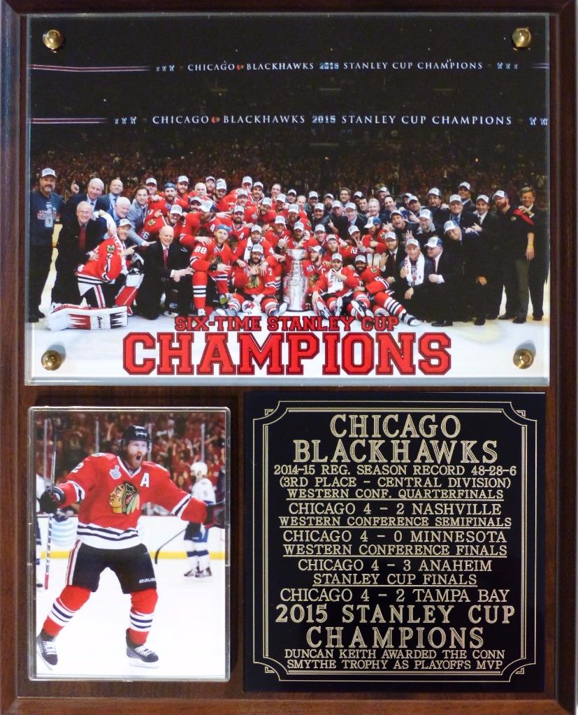 Chicago Blackhawks 2015 Stanley Cup Champions Photo Plaque 6-Time Cup ...