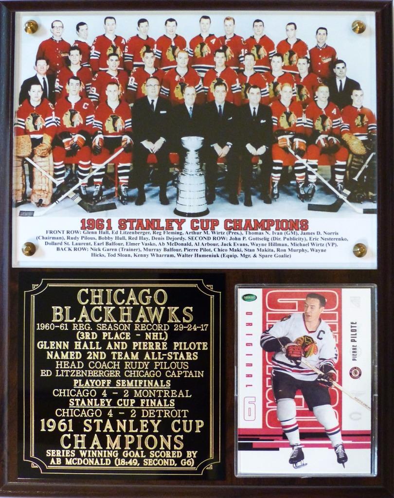 Chicago Blackhawks 1961 Stanley Cup Champions Photo Plaque