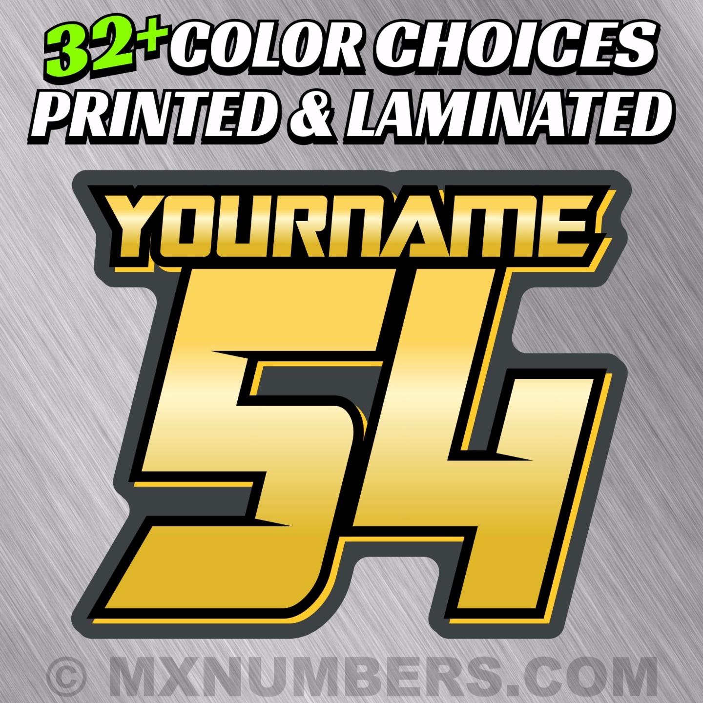 MX Number & Name Plate Decals Sticker Sliced Style Race ATV SX Dirt ...