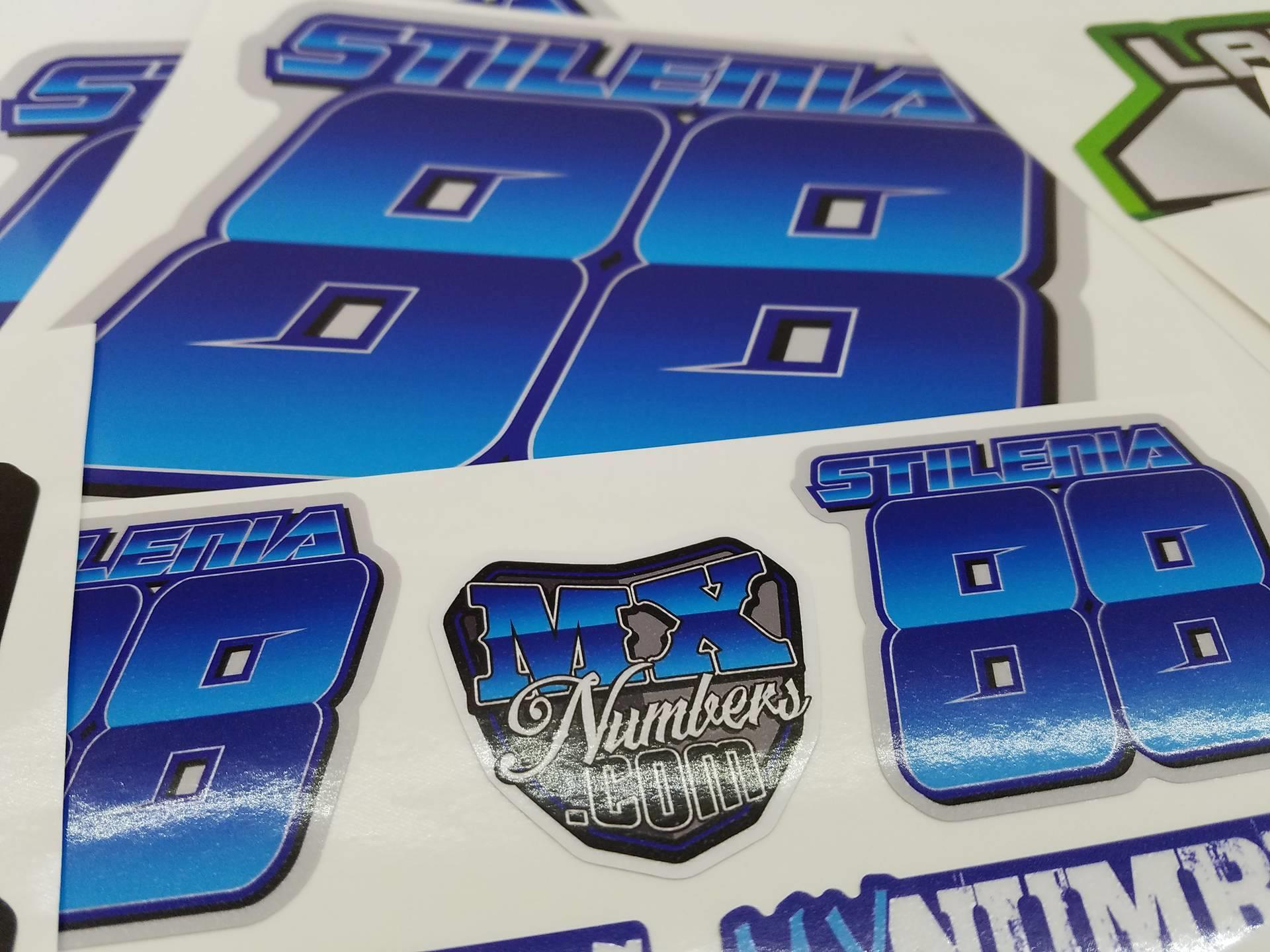 MX Number & Name Plate Decals Sticker Sliced Style Race ATV SX Dirt ...