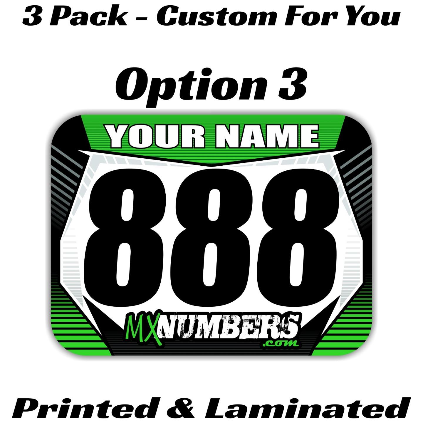 Dirt Bike Number Name Plate Mini Decals Stickers Flat Track Race Pro ...