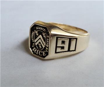 L B G Lady's 10K Gold '91 Rice University Class Ring Sz 8-1/2 | eBay