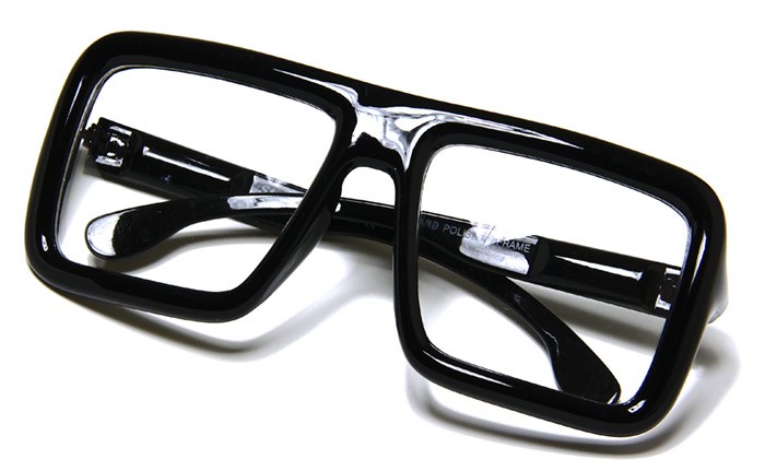 New Gloss Black Bold Thick Square Mens Extra Large Clear Lens Glasses ...