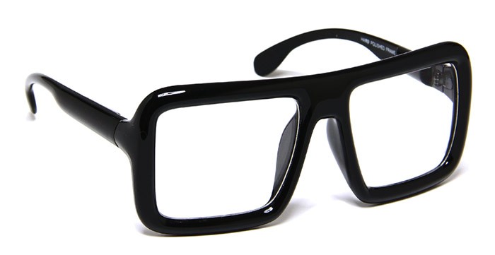 New Gloss Black Bold Thick Square Mens Extra Large Clear Lens Glasses ...