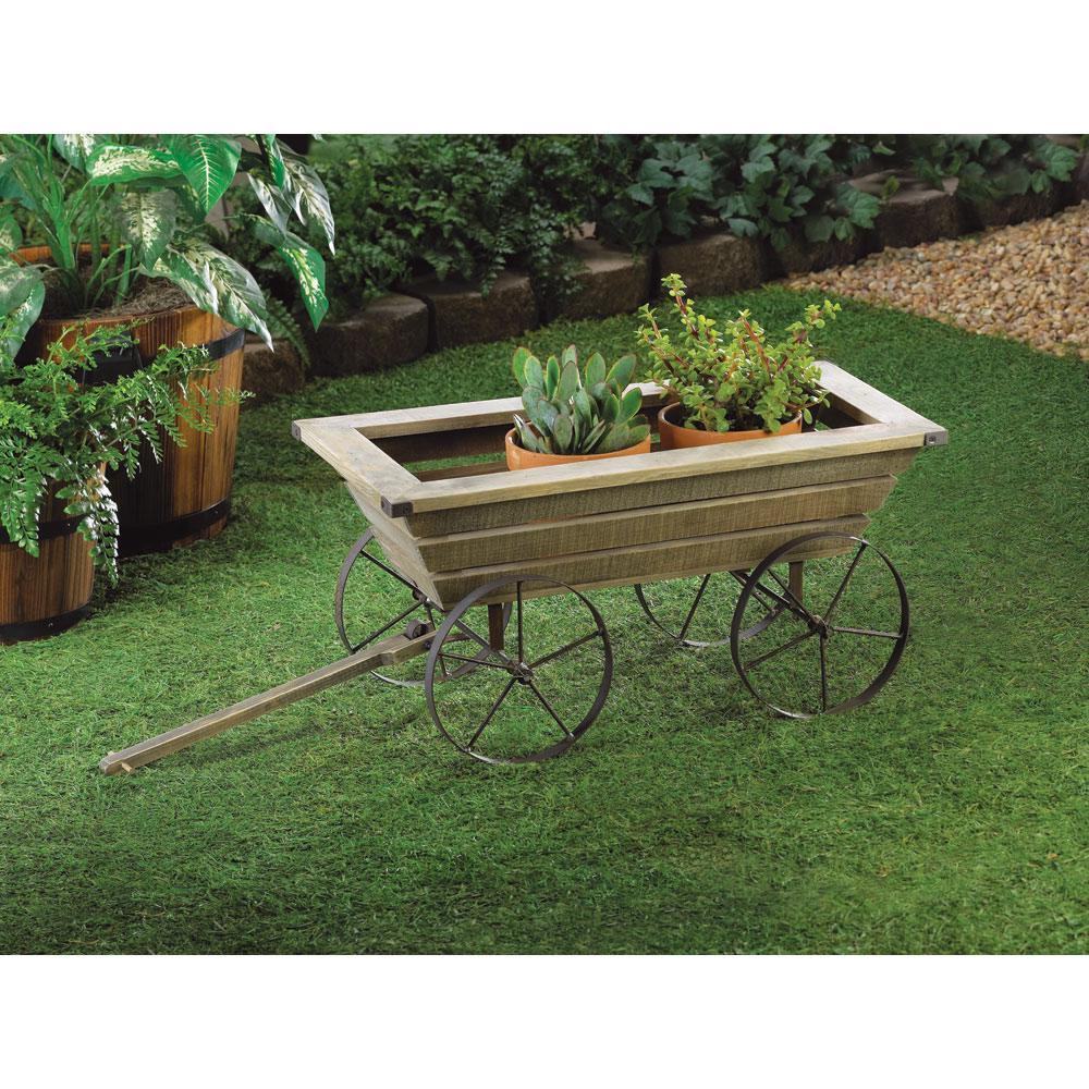 Wood Cart Wooden Planter On Wheels