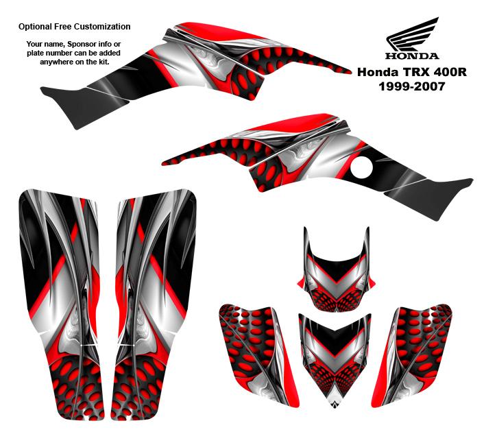 HONDA ATV TRX 400EX 99-07 GRAPHIC DECAL KIT 7777RED | eBay