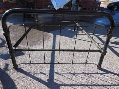 ANTIQUE VICTORIAN CAST IRON FULL SIZE BED FRAME RAILS ART DECO BLACK