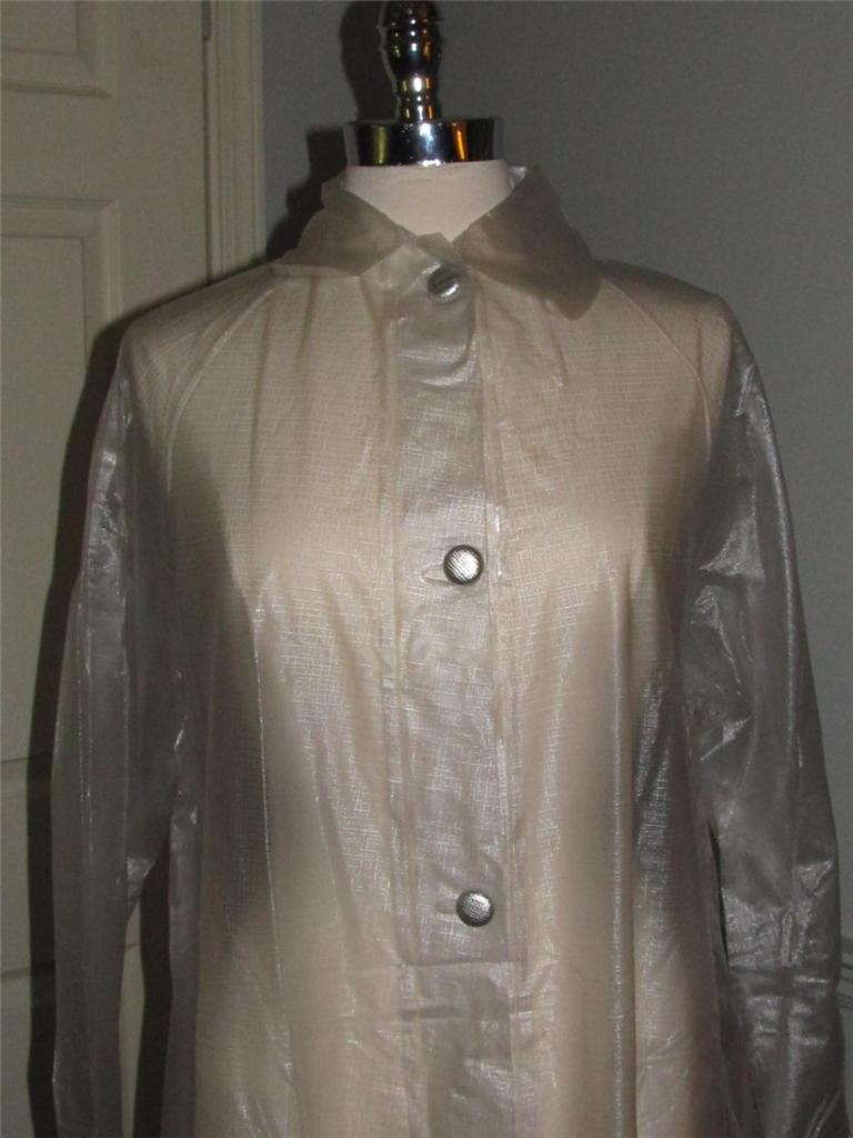 VtG 60s AQUA SHEEN Ladies LONG Vinyl RAINCOAT Rain Coat CLEAR Plastic ...
