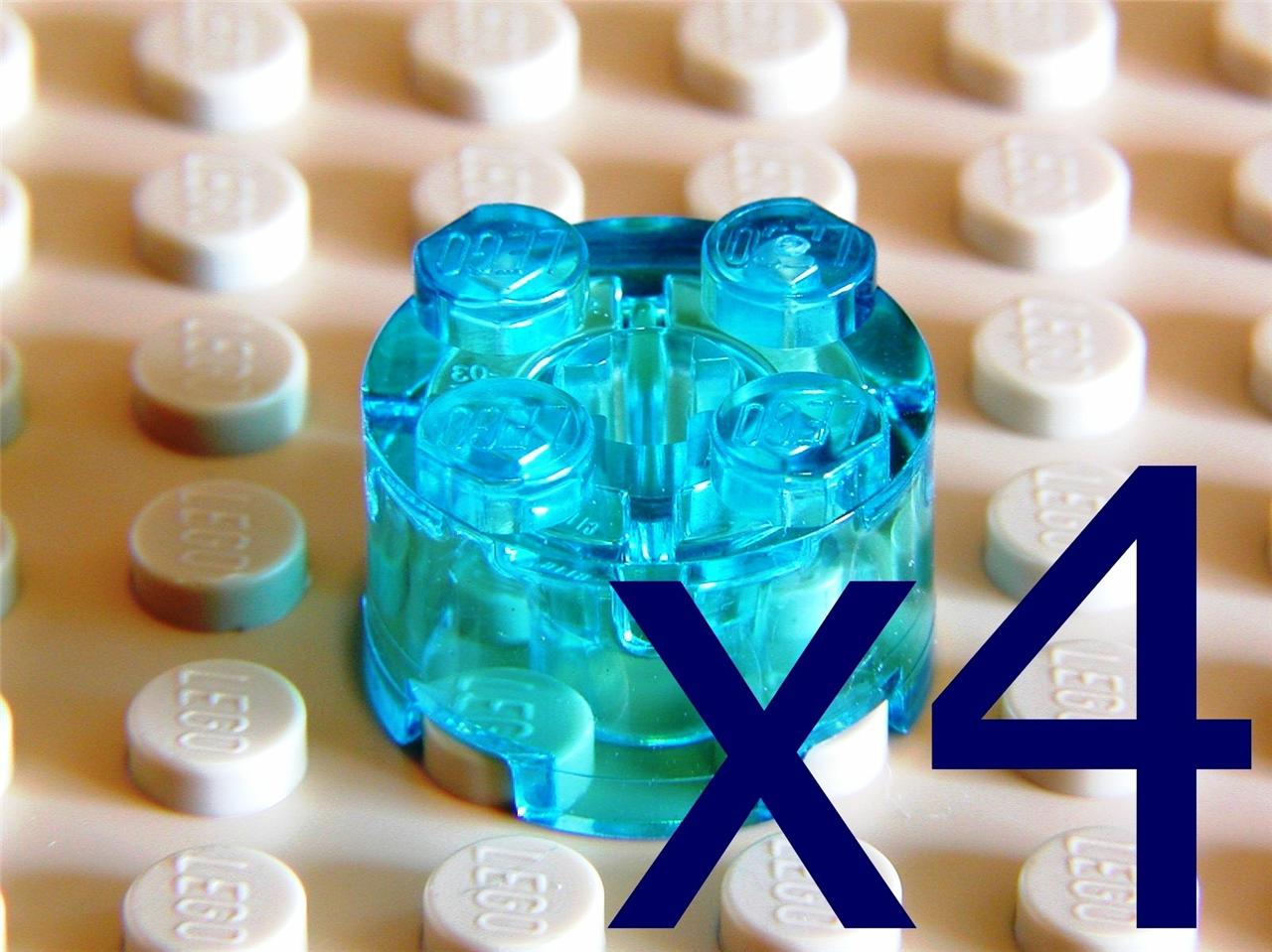 4 New Trans Clear Light Blue Lego 2 x 2 x 3 Cylinder Bricks Round ...