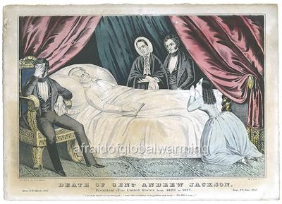 Print 1840s "Death Bed of General Andrew Jackson - Democrat" | eBay
