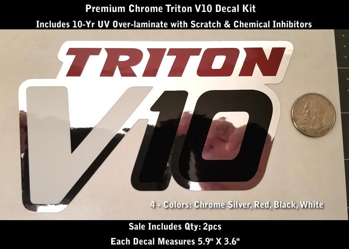 Triton V10 Decal Kit 2pcs Pair of Chrome Fender Truck Decals 5.9" X 3.6 ...