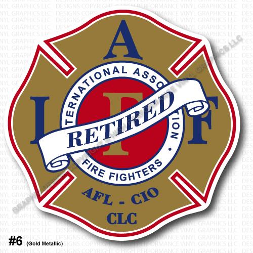 IAFF Firefighter HELMET Decal 2" RETIRED Sticker Gold Red Navy ...