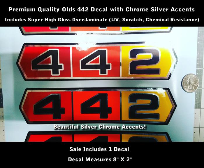 Olds 442 Decal Oldsmobile Vintage Decal Chrome Inlay 8 Inches Laminated ...